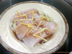 Chinese Steamed Fish Fillet with Crunchy Fried Garlic and Chili Flakes