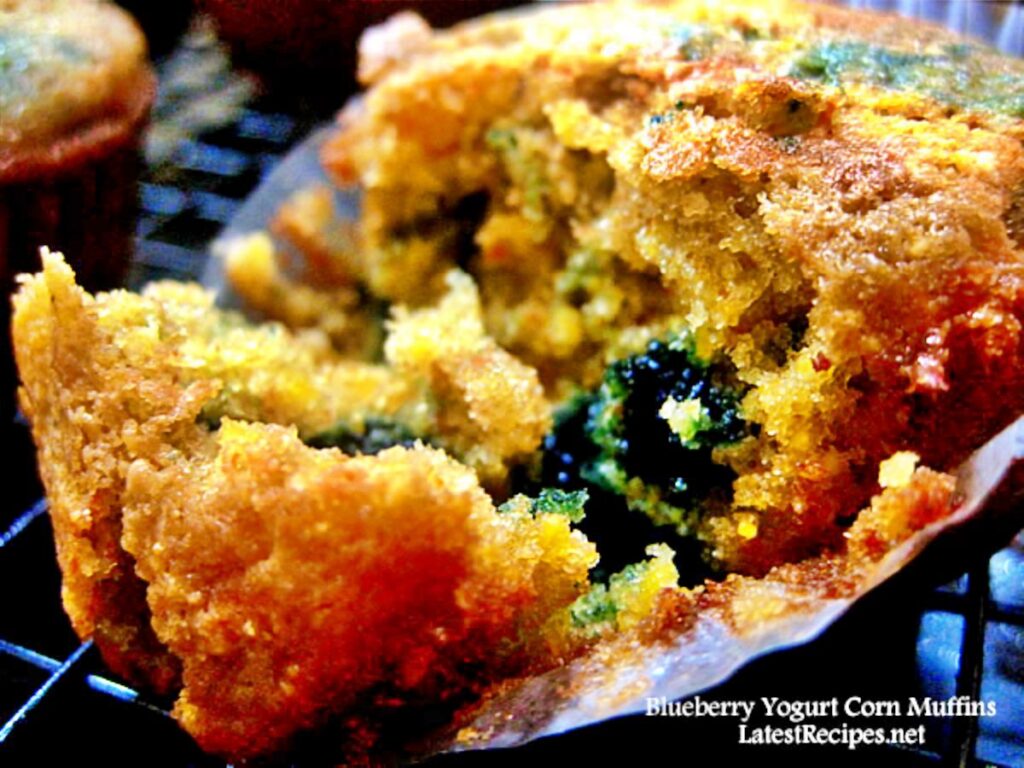 Blueberry Yogurt Corn Muffins